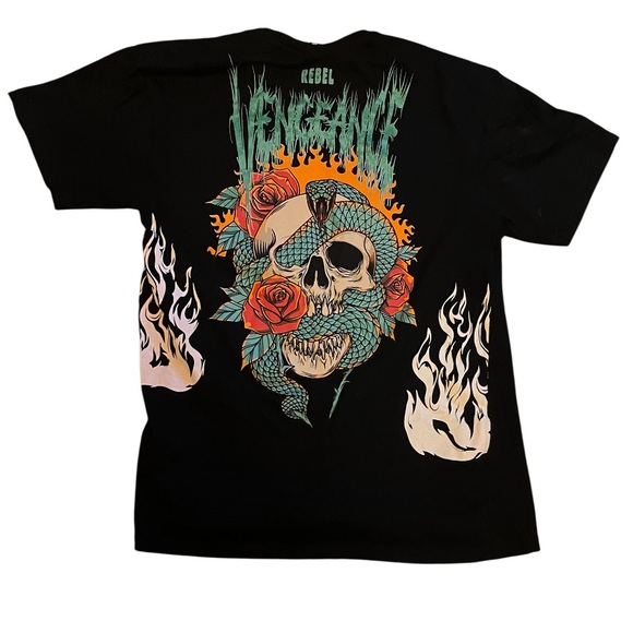 Rebel Vengeance | Shirts | Rebel Vengeance Mens Black Skull Snake Print ...